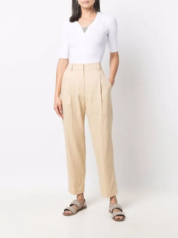 Brunello Cucinelli V-neck Short Sleeve Cotton Sweater