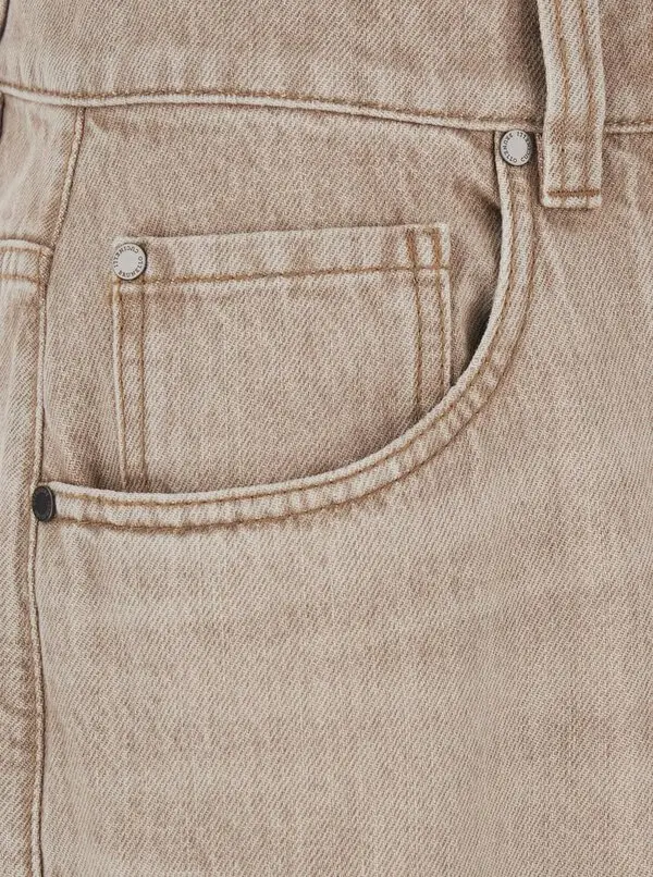 Brunello Cucinelli Beige Denim Balloon Fit Jeans With Back Logo Patch - Multicolor