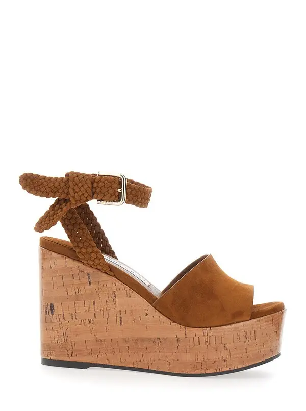 JIMMY CHOO Leather Wedge Sandals