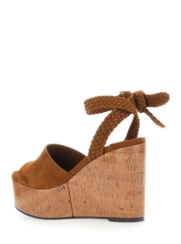 JIMMY CHOO Leather Wedge Sandals