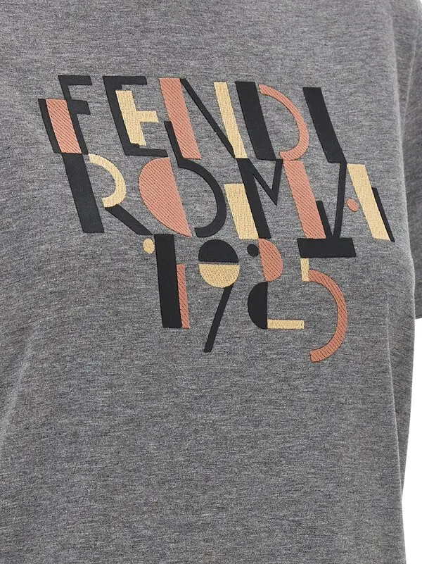 Fendi Roma 1925 Cotton Mélange Jersey T-shirt - Gray