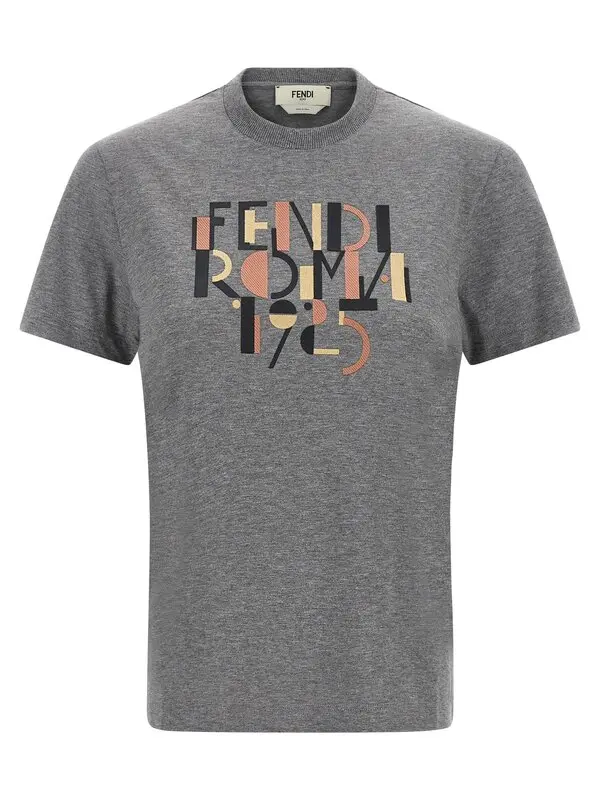 Fendi Roma 1925 Cotton Mélange Jersey T-shirt - Gray