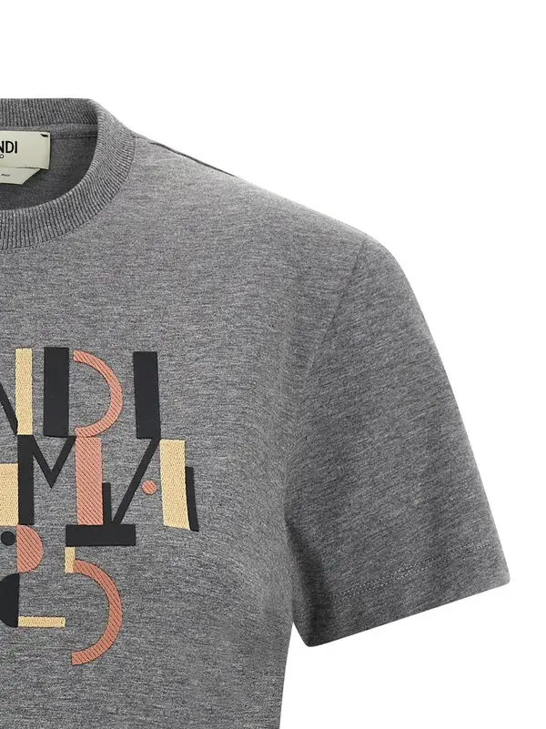 Fendi Roma 1925 Cotton Mélange Jersey T-shirt - Gray