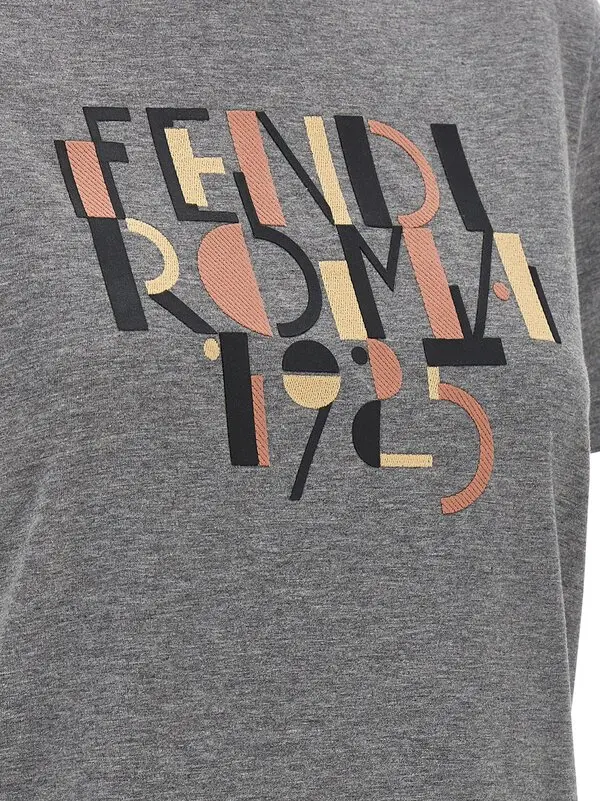 Fendi Roma 1925 Cotton Mélange Jersey T-shirt - Gray