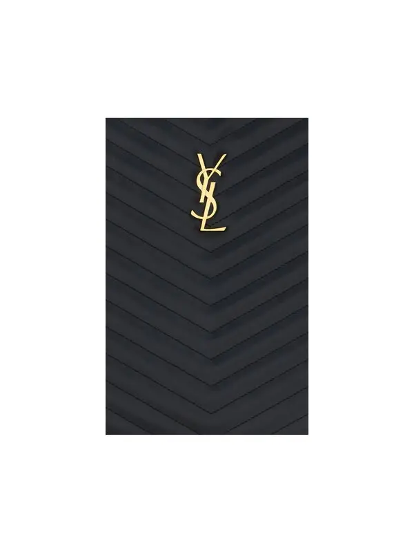 Saint Laurent Quilted Leather Pouch With Gold-tone Logo Applique