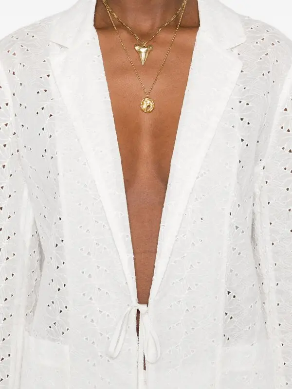 FORTE_FORTE Embroidered Cotton Jacket With Crystal Eyelet Detail - Multicolor