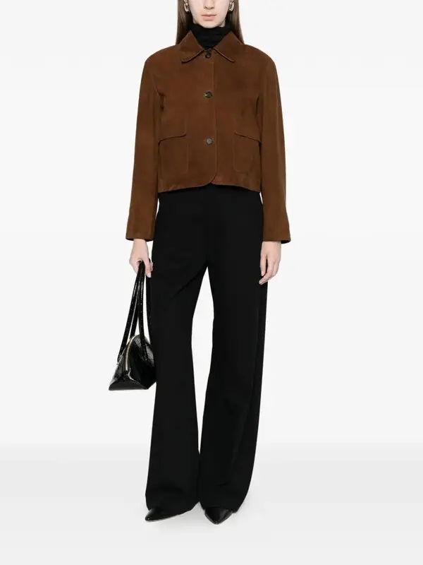 Tagliatore Cropped Suede Leather Jacket