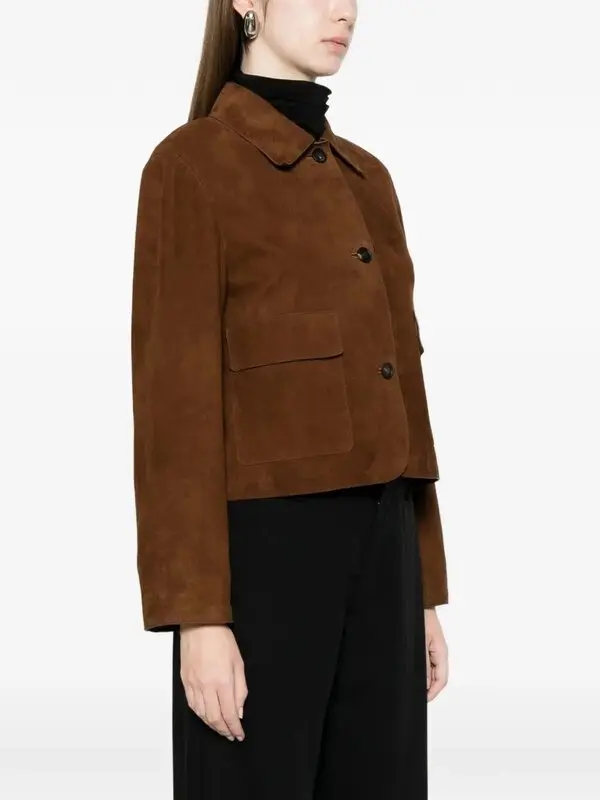 Tagliatore Cropped Suede Leather Jacket