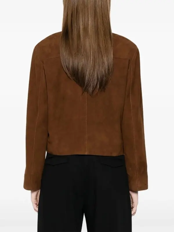 Tagliatore Cropped Suede Leather Jacket