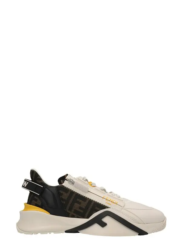 Fendi Flow Leather Sneakers With Embossed Logo - Multicolor