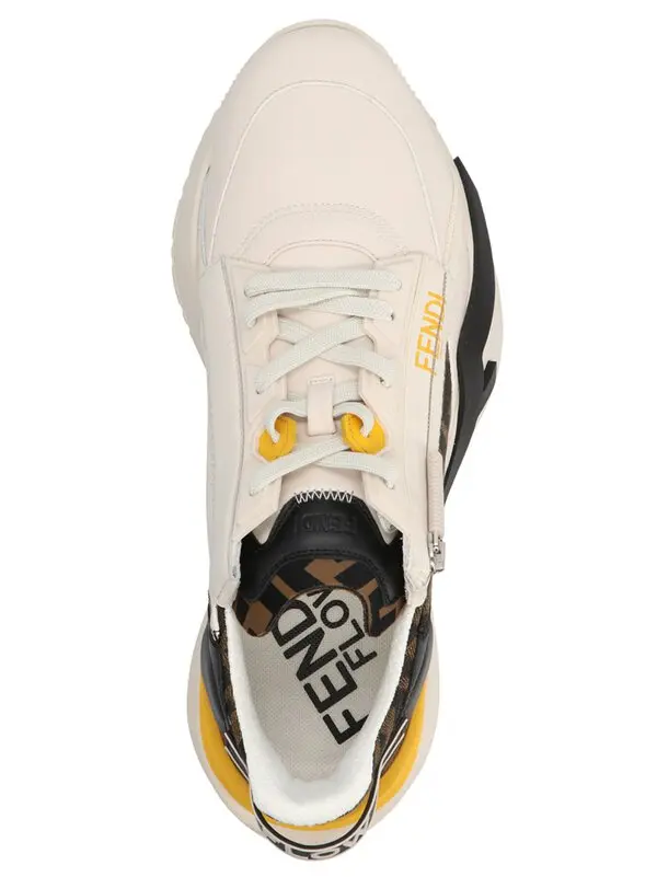 Fendi Flow Leather Sneakers With Embossed Logo - Multicolor
