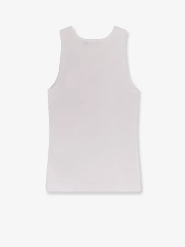 Dolce & Gabbana Ribbed Cotton Top With Dg Crystal Logo