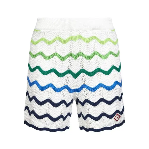 Casablanca Gradient Wave Knit Deck Shorts - White