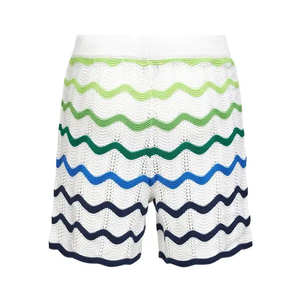 Casablanca Gradient Wave Knit Deck Shorts - White