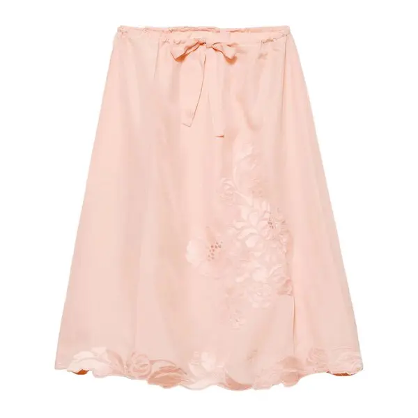 Prada Silk A-line Skirt With Embroidered Motif