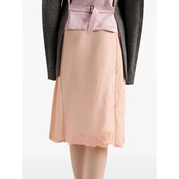 Prada Silk A-line Skirt With Embroidered Motif