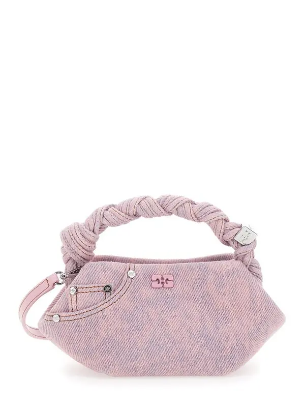 GANNI Denim Mini Handbag With Woven Handle - Multicolor