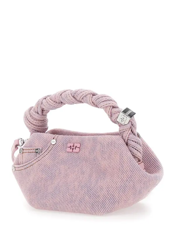 GANNI Denim Mini Handbag With Woven Handle - Multicolor