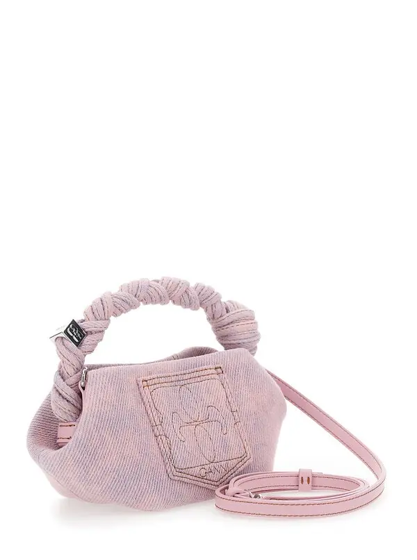 GANNI Denim Mini Handbag With Woven Handle - Multicolor