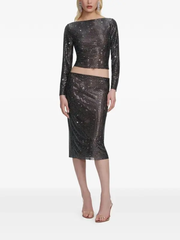 SELF-PORTRAIT Rhinestone Embellished Long Sleeve Top