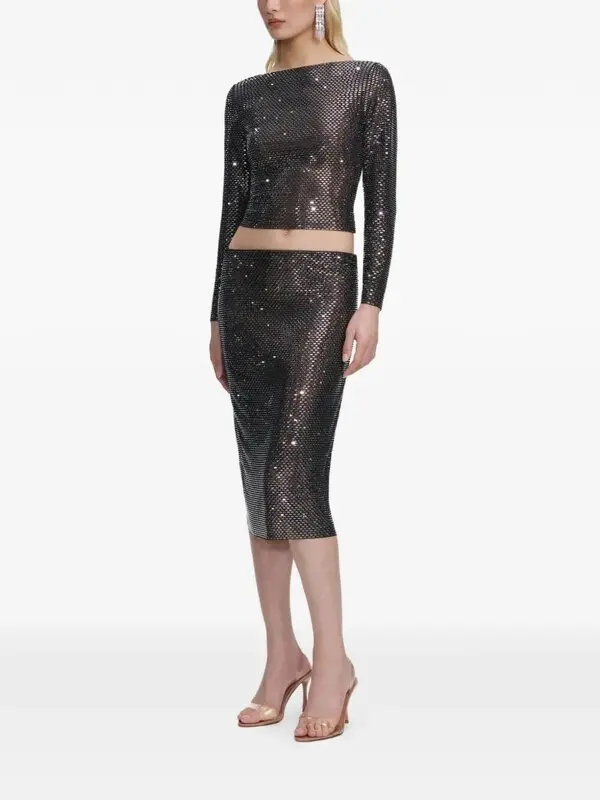 SELF-PORTRAIT Rhinestone Embellished Long Sleeve Top
