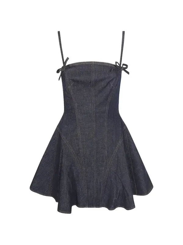 SELF-PORTRAIT Denim Bow Mini Dress