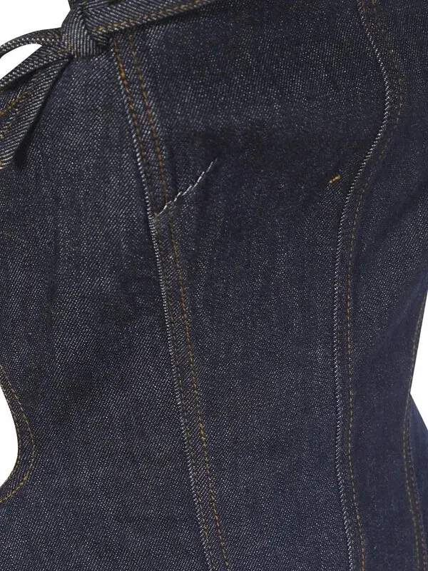 SELF-PORTRAIT Denim Bow Mini Dress