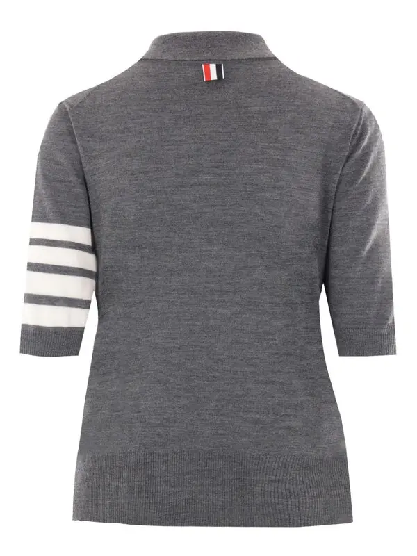 Thom Browne Wool Polo Shirt With Side Stripe Detailing
