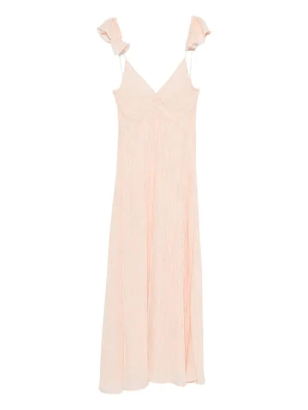 FORTE_FORTE V-neck Long Dress With Ruffled Sleeves - Multicolor