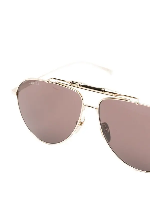 Gucci Gold-tone Aviator Sunglasses With Bamboo Detail - Multicolor