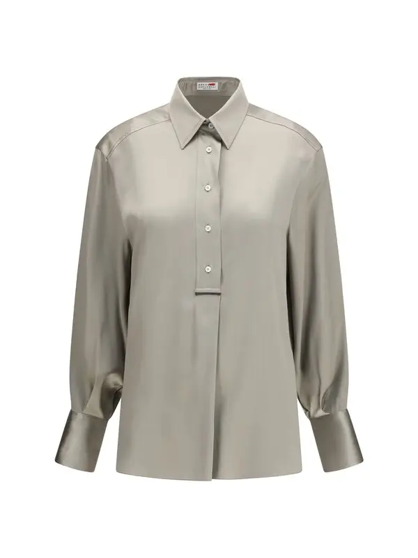 Brunello Cucinelli Silk Satin Shirt - Green