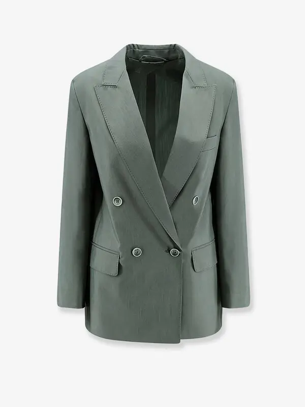 Max Mara Virgin Wool And Silk Double-breasted Blazer - Multicolor