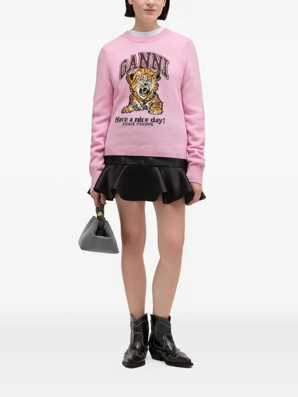 GANNI Graphic Print Crewneck Sweater - Multicolor