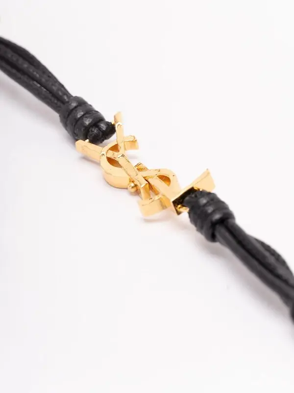 Saint Laurent Leather And Gold Tone Bracelet