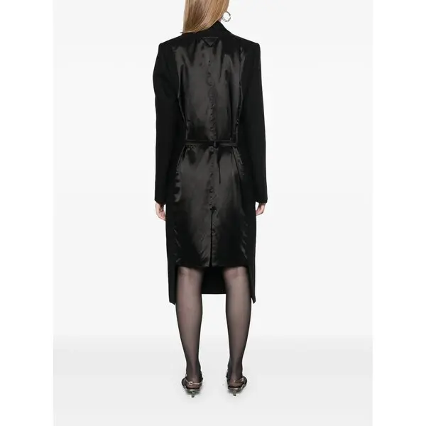 Prada Double-breasted Virgin Wool Coat With Paneling - Black