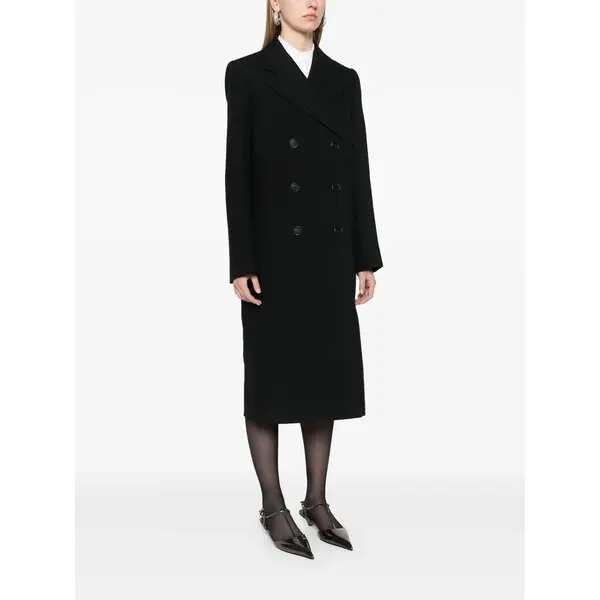 Prada Double-breasted Virgin Wool Coat With Paneling - Black