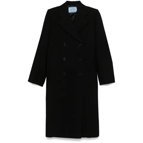 Prada Double-breasted Virgin Wool Coat With Paneling - Black