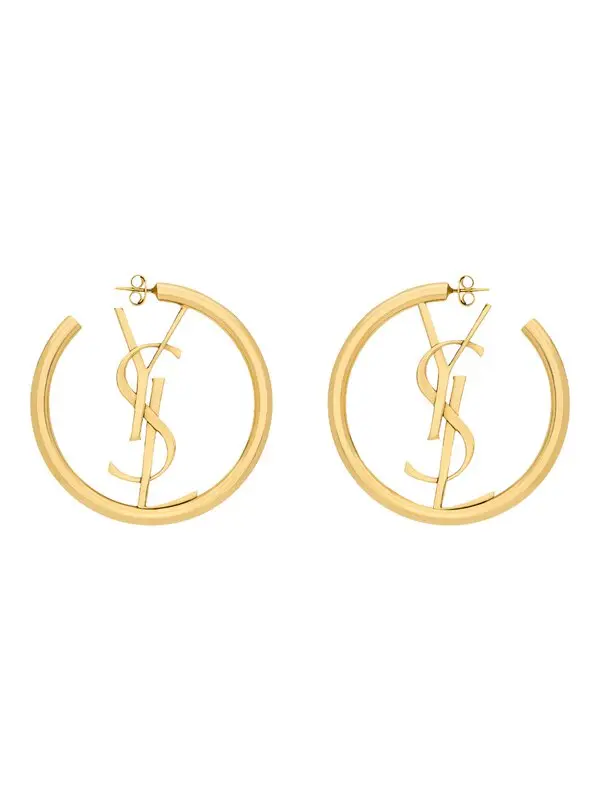 Saint Laurent Cassandre Hoop Earrings In Metal - Silver