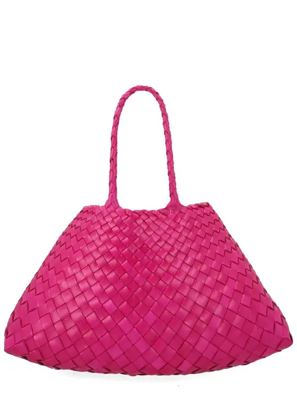 Dragon Diffusion Borsa Santa Croce Small Woven Leather Tote - Pink