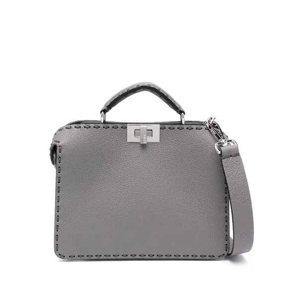 Fendi Grey Calf Leather Shoulder Bag - Gray
