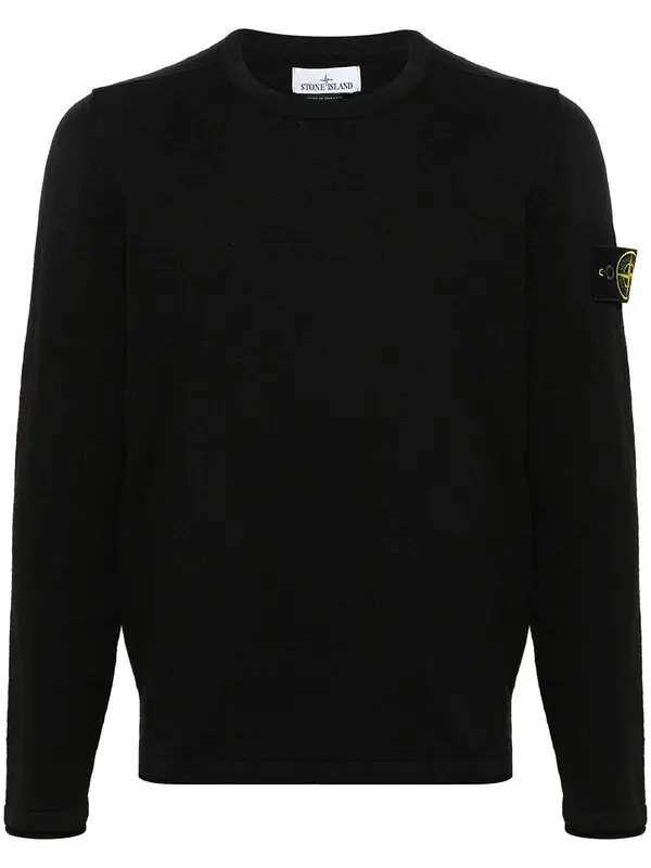 Stone Island Cotton Blend Crewneck Sweater - Black