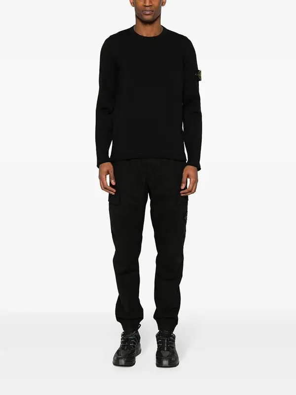 Stone Island Cotton Blend Crewneck Sweater - Black