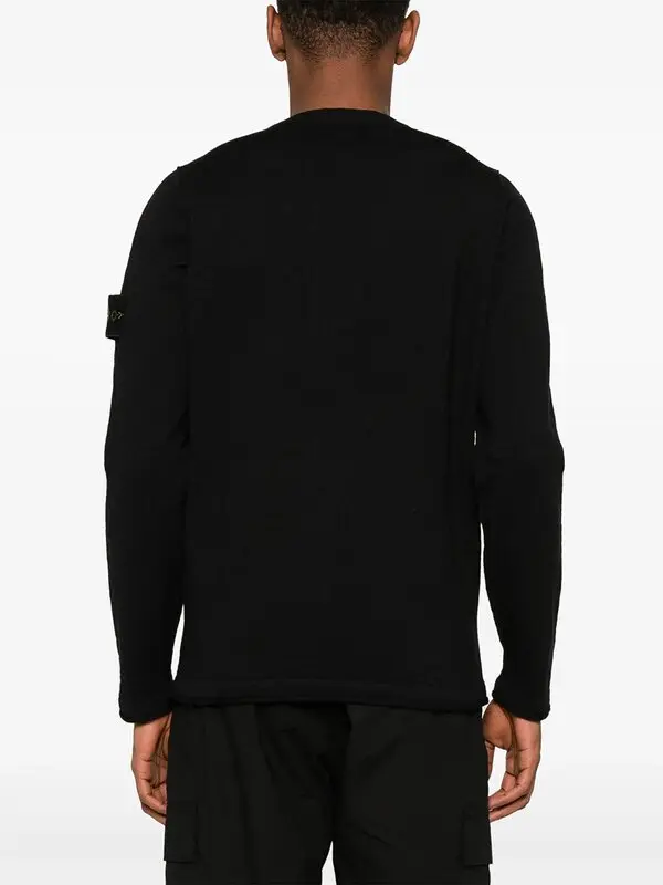 Stone Island Cotton Blend Crewneck Sweater - Black