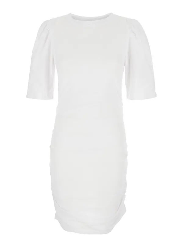 Isabel Marant Étoile Mylda Crew Neck Dress With Pleated Details In Cotton - White