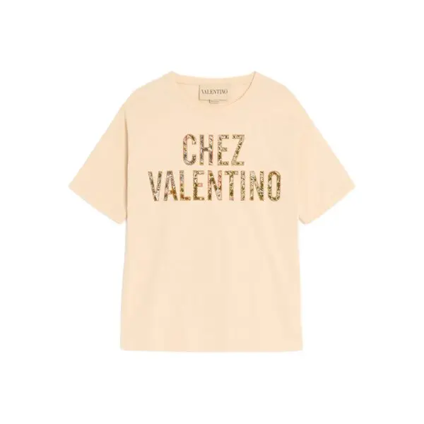 Valentino Garavani Short Sleeve Floral Print T-shirt - Cream