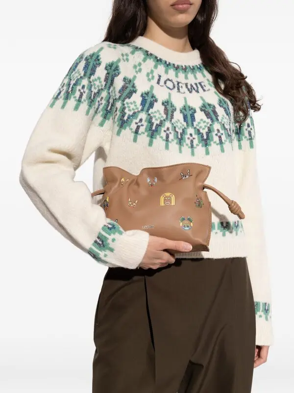 Loewe Calf Nappa Mini Clutch With Cat Print - Multicolor