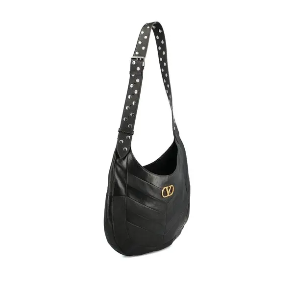 Valentino Garavani Leather Shoulder Bag With Stud Embellishments - Black