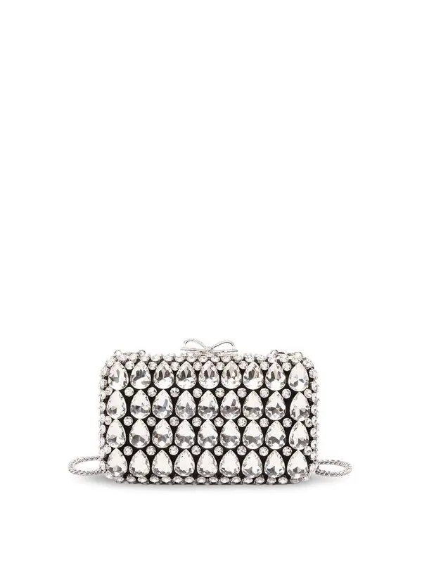 SELF-PORTRAIT Embellished Satin Crystal Clutch Bag