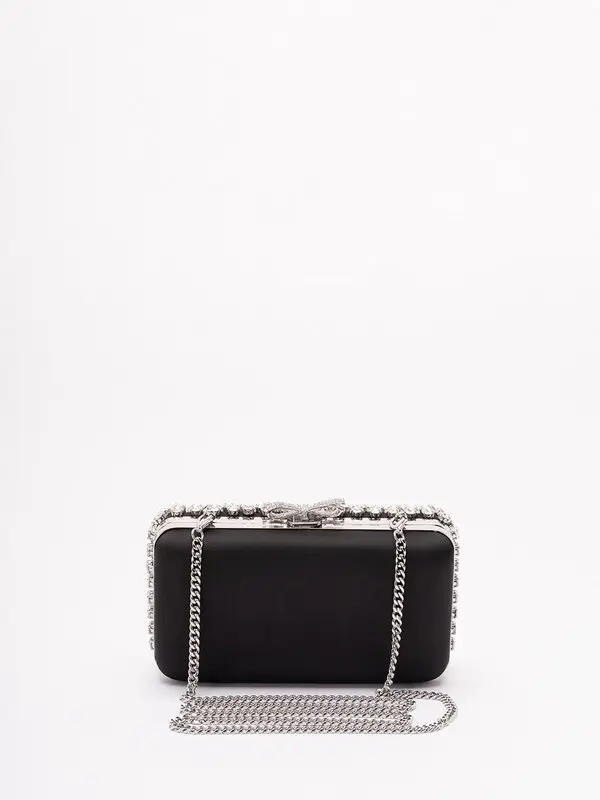 SELF-PORTRAIT Embellished Satin Crystal Clutch Bag