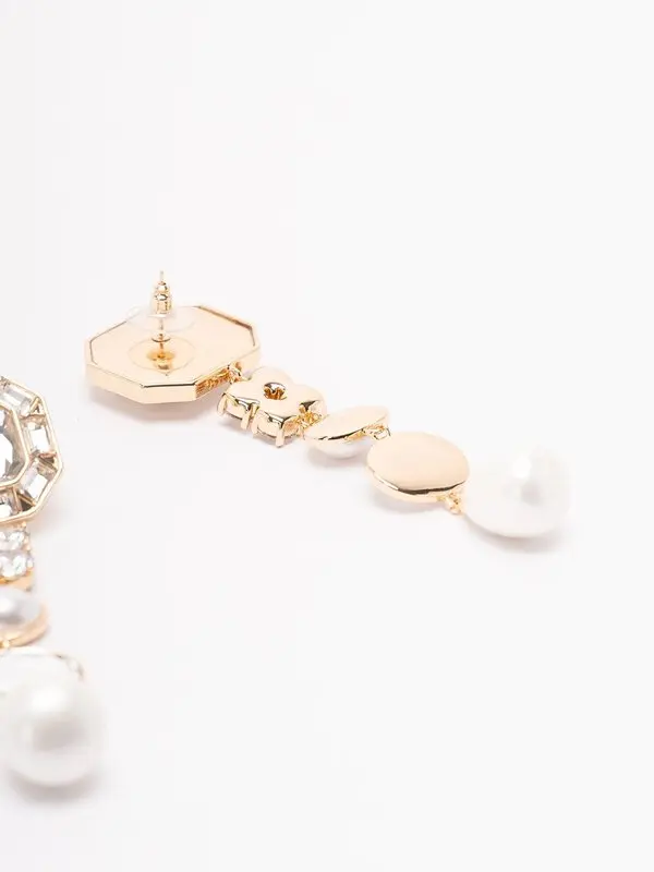 SELF-PORTRAIT Crystal Pearl Dangle Earrings